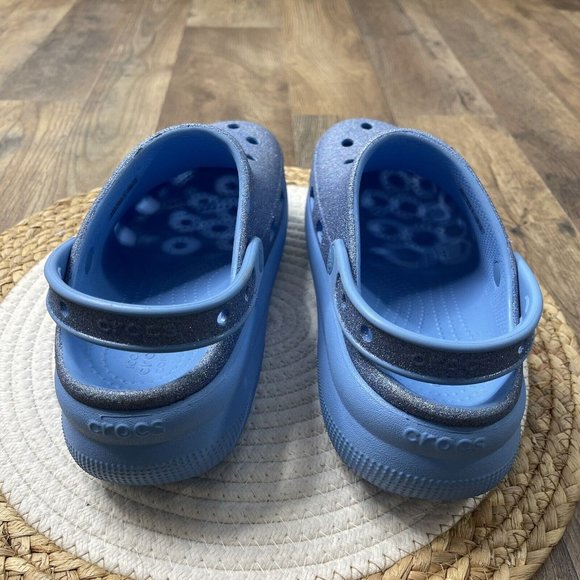 CROCS | Shoes | Crocs Cutie Crush Blue Glitter Platform Clogs Kids Size ...